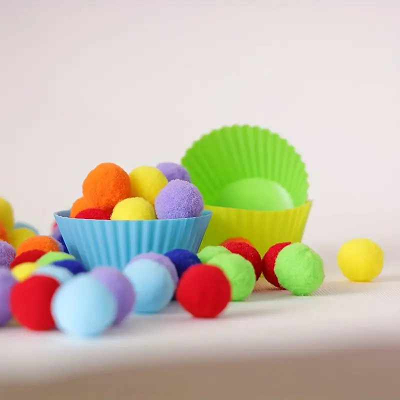 Children’s Clip Plush Ball Color Sorting Toy: Fun Silicone Fine Motor ...