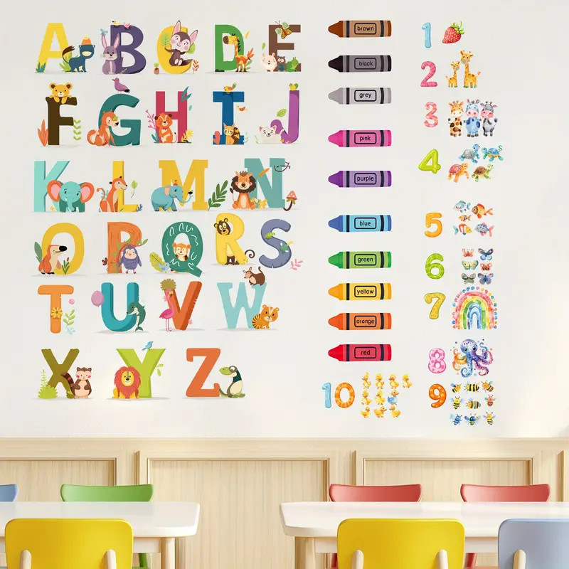Alphabet and Numbers Wall Stickers: Colorful Peel-and-Stick Decorations ...