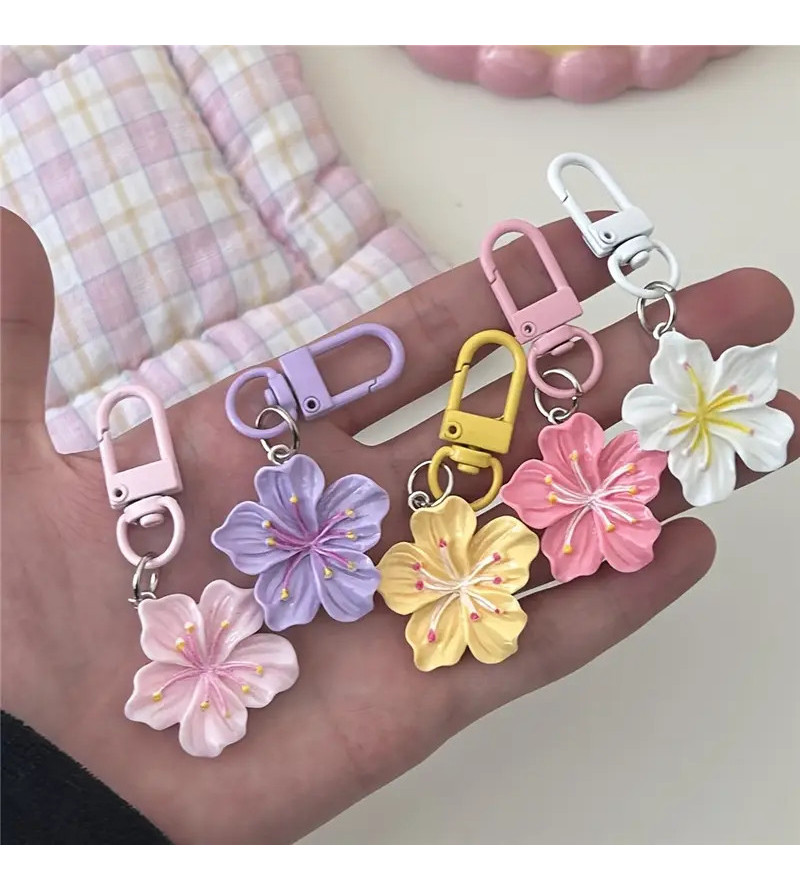 Cute Floral Keychain | Resin Flower Charms | ideal for Gifts, Bag Accessory